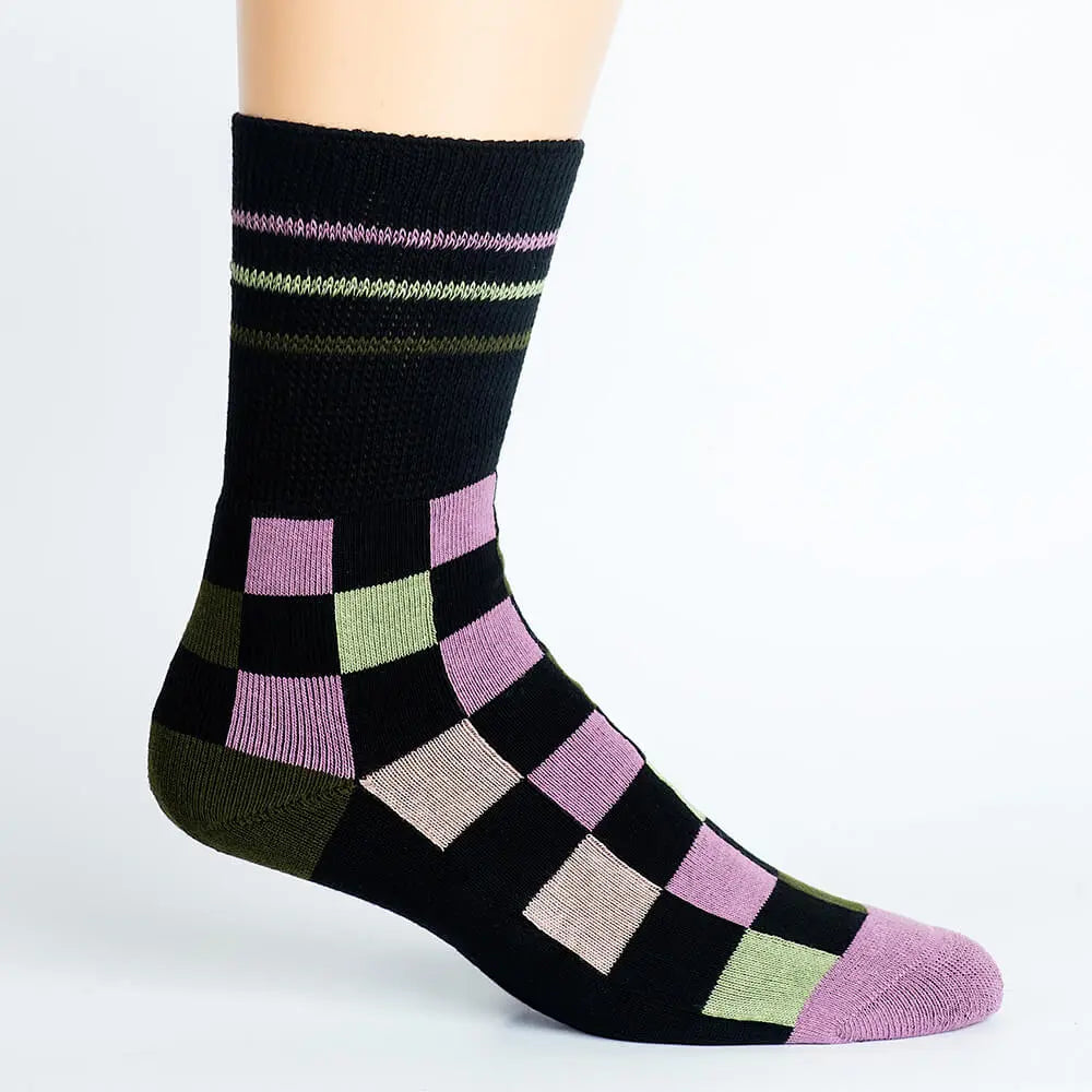 Dr. Johnny's Black with Pink Diabetic Socks for Men & Women