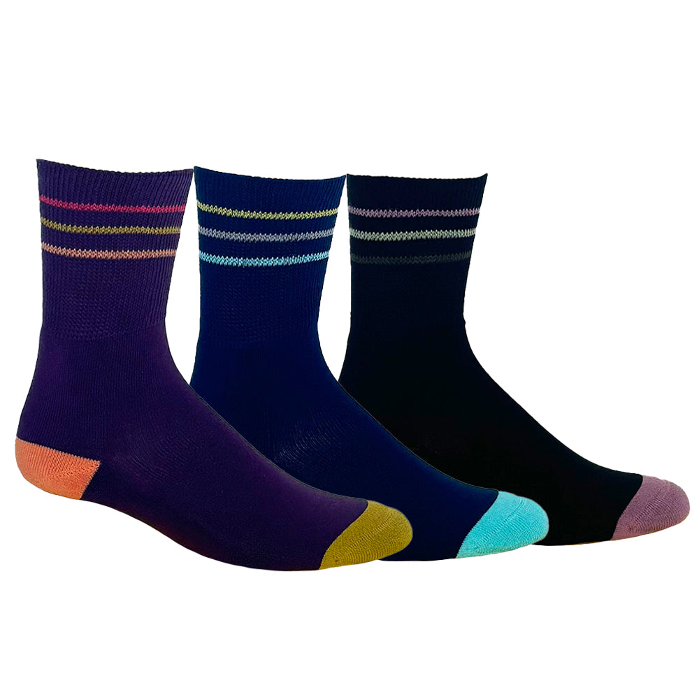 3 Pack - Diabetic Socks - Color Block - [Purple, Blue, Black] – Dr ...