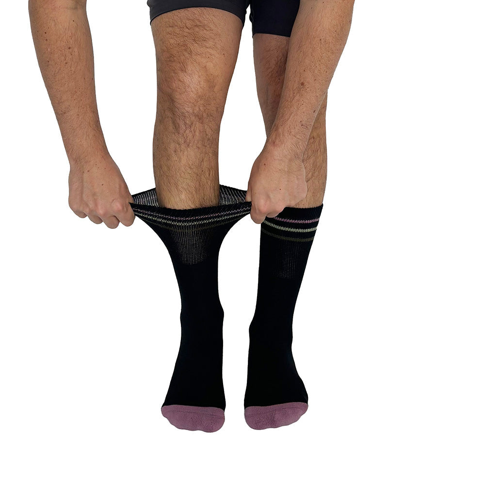 Dr. Johnny's Color Block Black + Pink Diabetic Socks for Men & Women